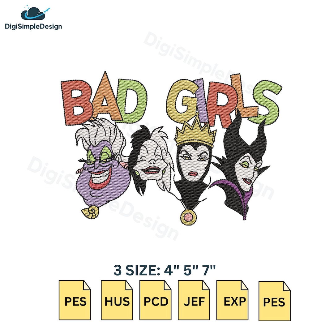Bad Girl Embroidery Designs, the Villains Machine Digital Embroidery ...