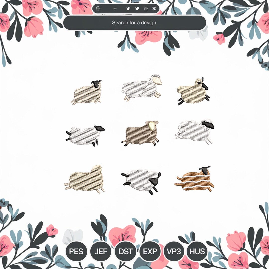 Sheep Embroidery Designs, Gift for Her Machine Digital Embroidery ...