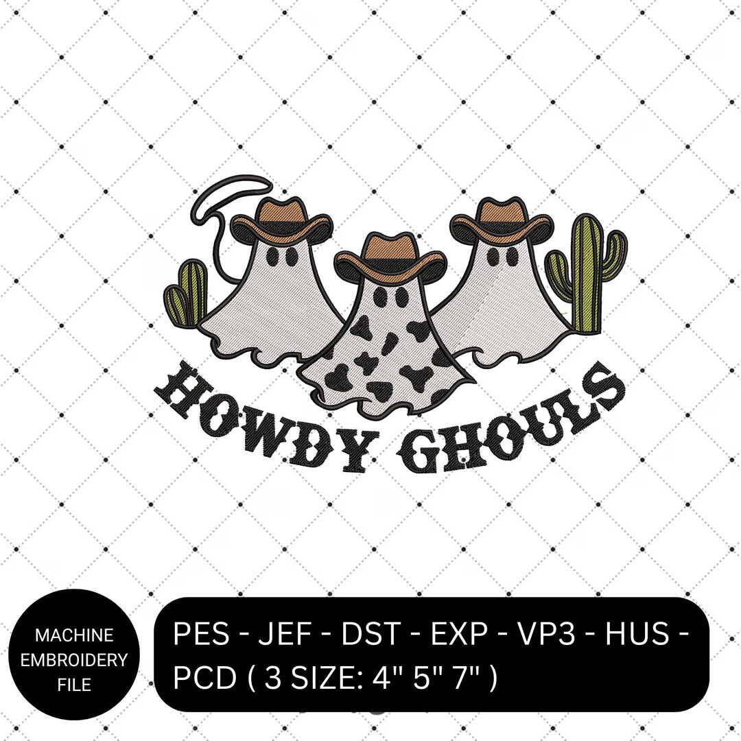 Howdy Ghost Embroidery Designs, Halloween Ghost Machine Embroidery ...