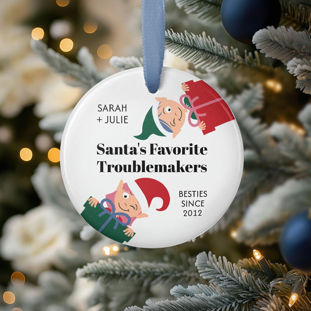 Personalized Funny Elves Ceramic Ornament, Ceramic, Besties Gift for ...
