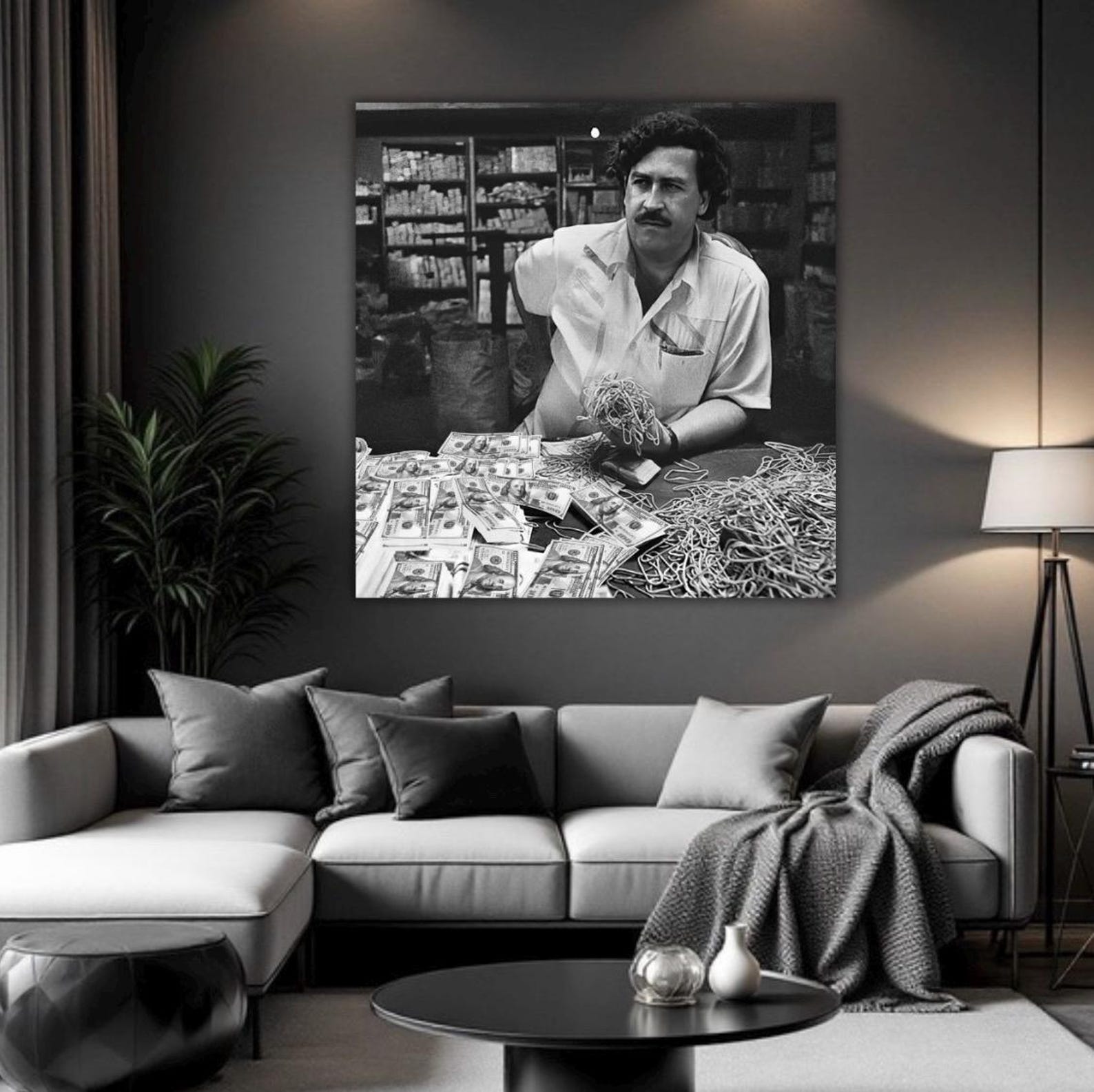 Painting Pablo Escobar With Big Money Cartel,on Wooden Subframe,premium ...