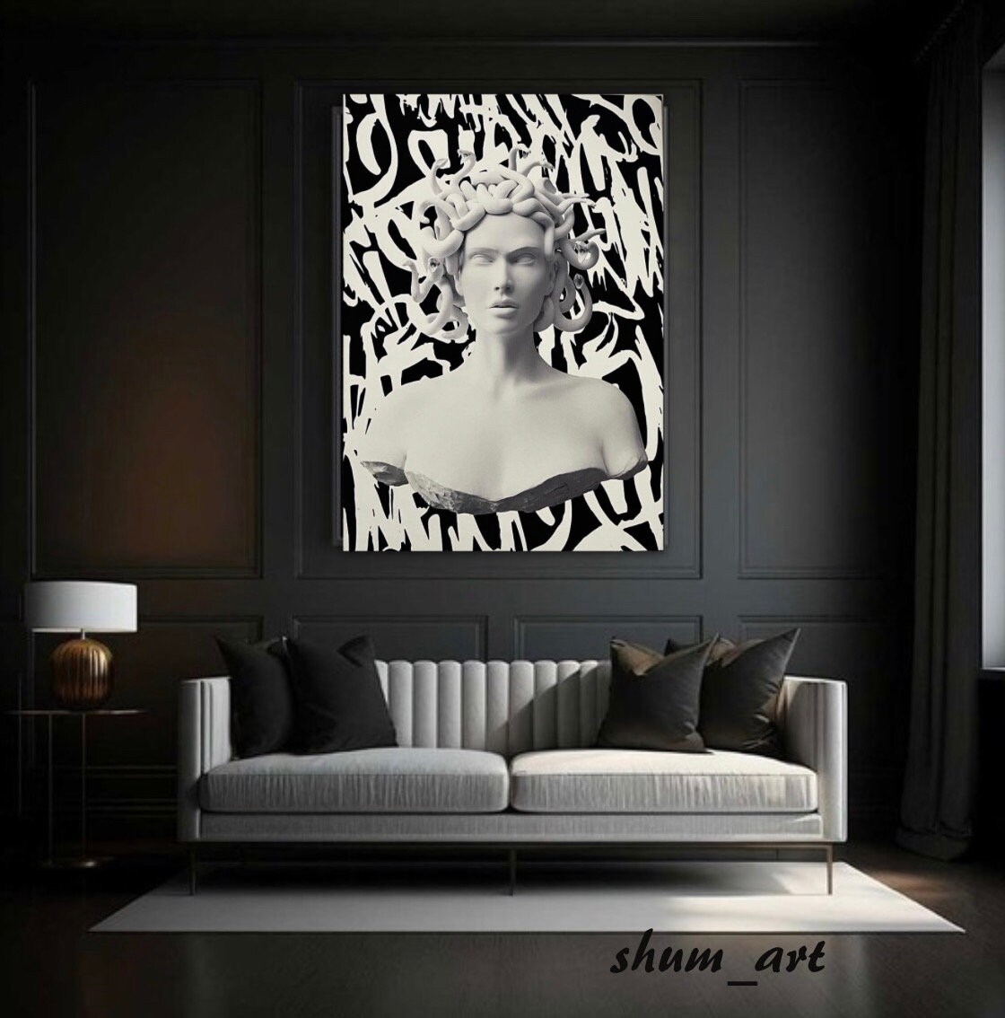 Painting With Medusa Graffiti on Wooden Subframe, Premium Canva, Wall ...