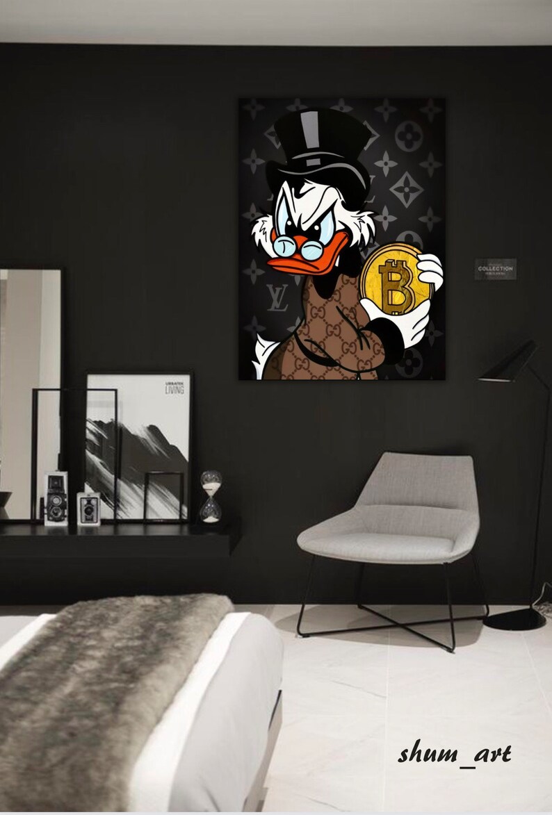 Premium Painting With Scrooge Mcduck With Bitcoin on Wooden Subframe ...