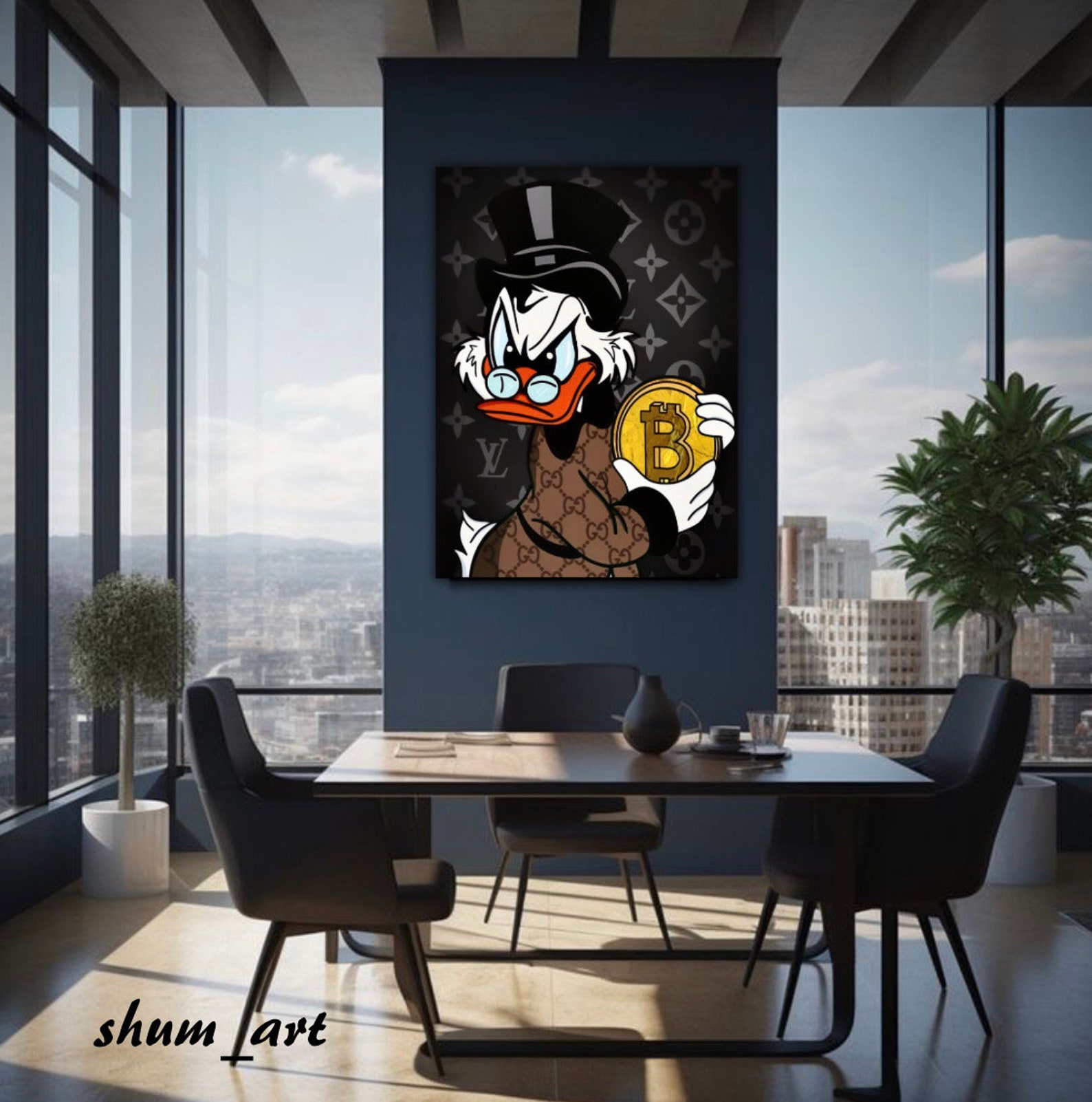 Premium Painting With Scrooge Mcduck With Bitcoin on Wooden Subframe ...