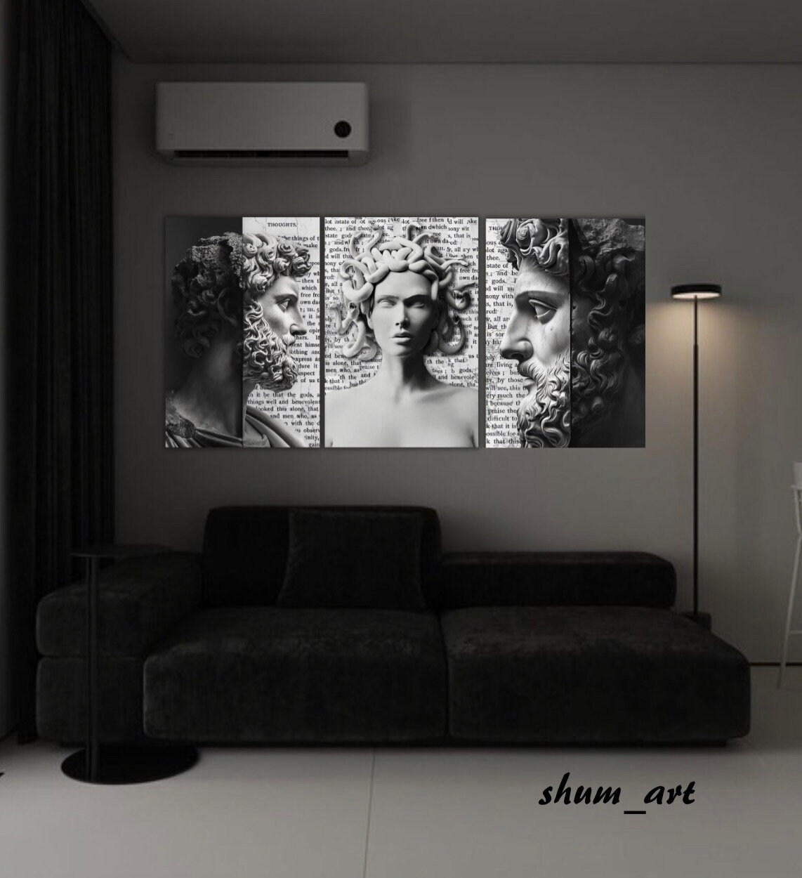 Premium Painting Medusa on Wooden Subframe, 3 Pieces, Motivation for ...