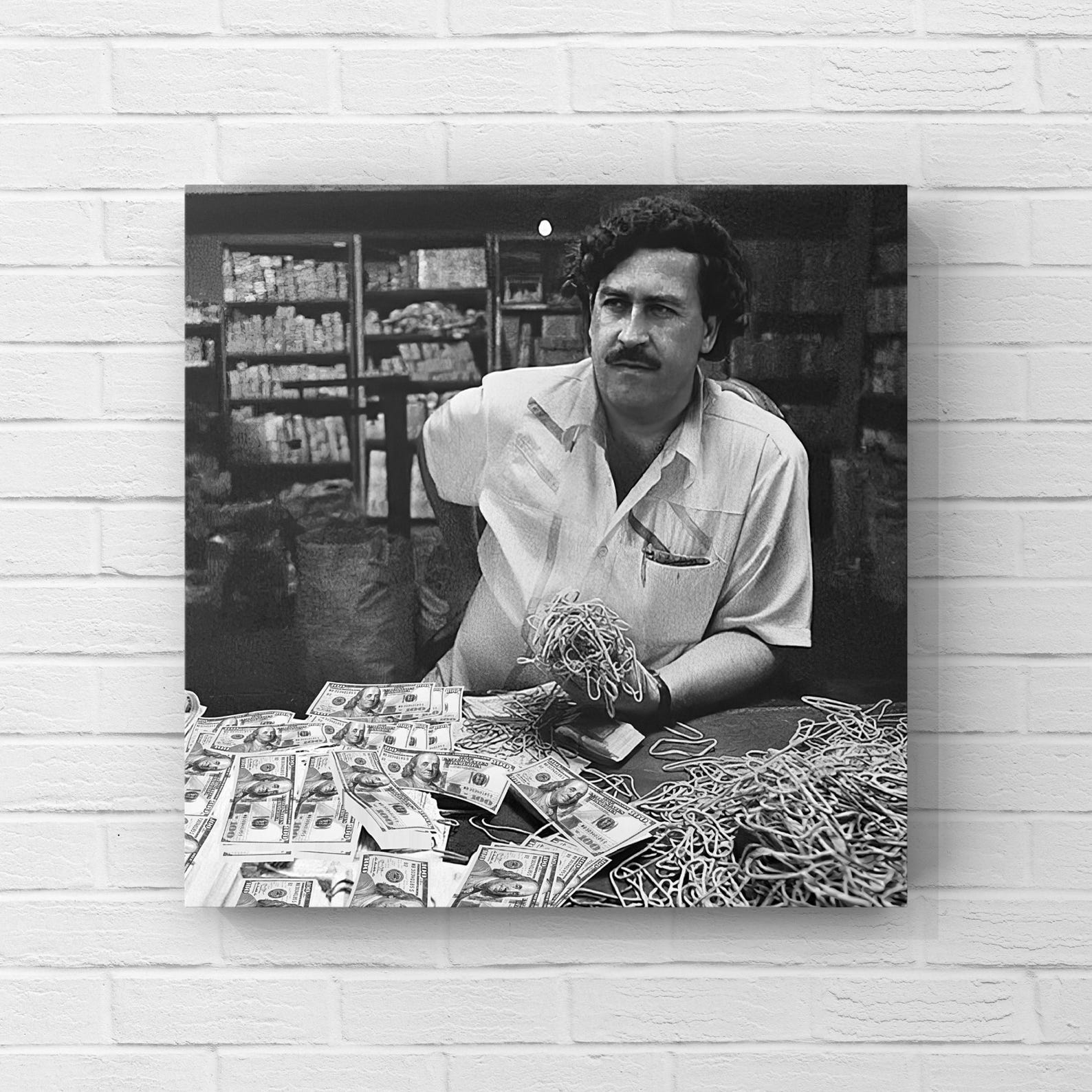 Painting Pablo Escobar With Big Money Cartel,on Wooden Subframe,premium ...