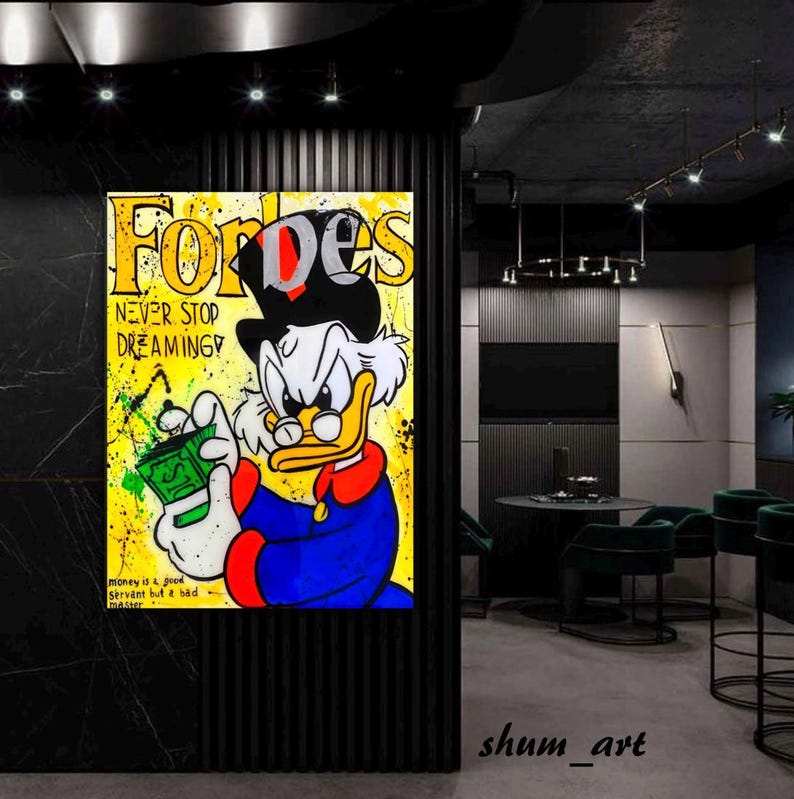 Premium Painting With Scrooge Mcduck Forbes on Wooden Subframe, for ...