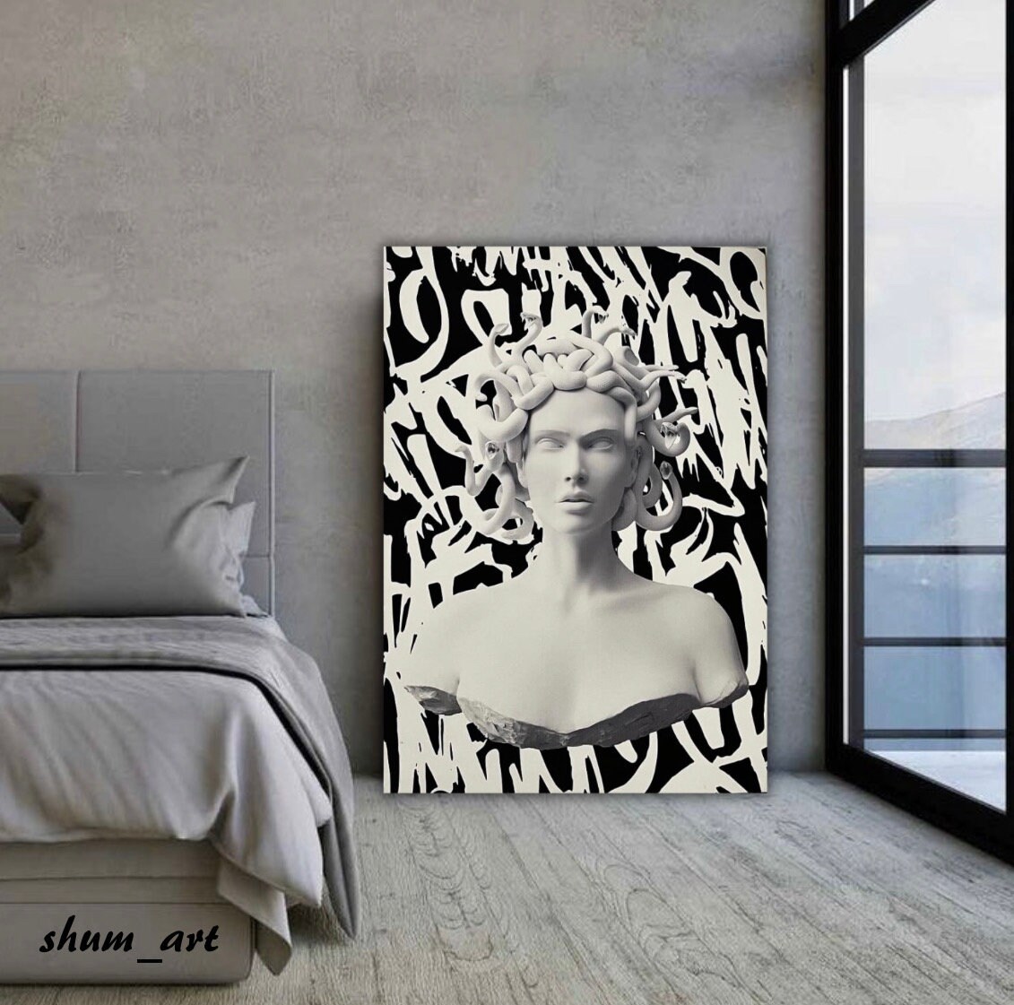 Painting With Medusa Graffiti on Wooden Subframe, Premium Canva, Wall ...