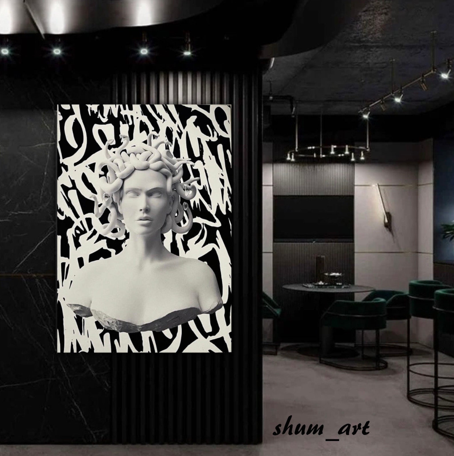 Painting With Medusa Graffiti on Wooden Subframe, Premium Canva, Wall ...