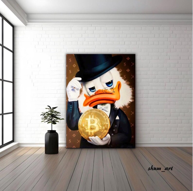 Painting Scrooge Mcduck With Bitcoin,scrooge MCDUCK Art, for Office ...