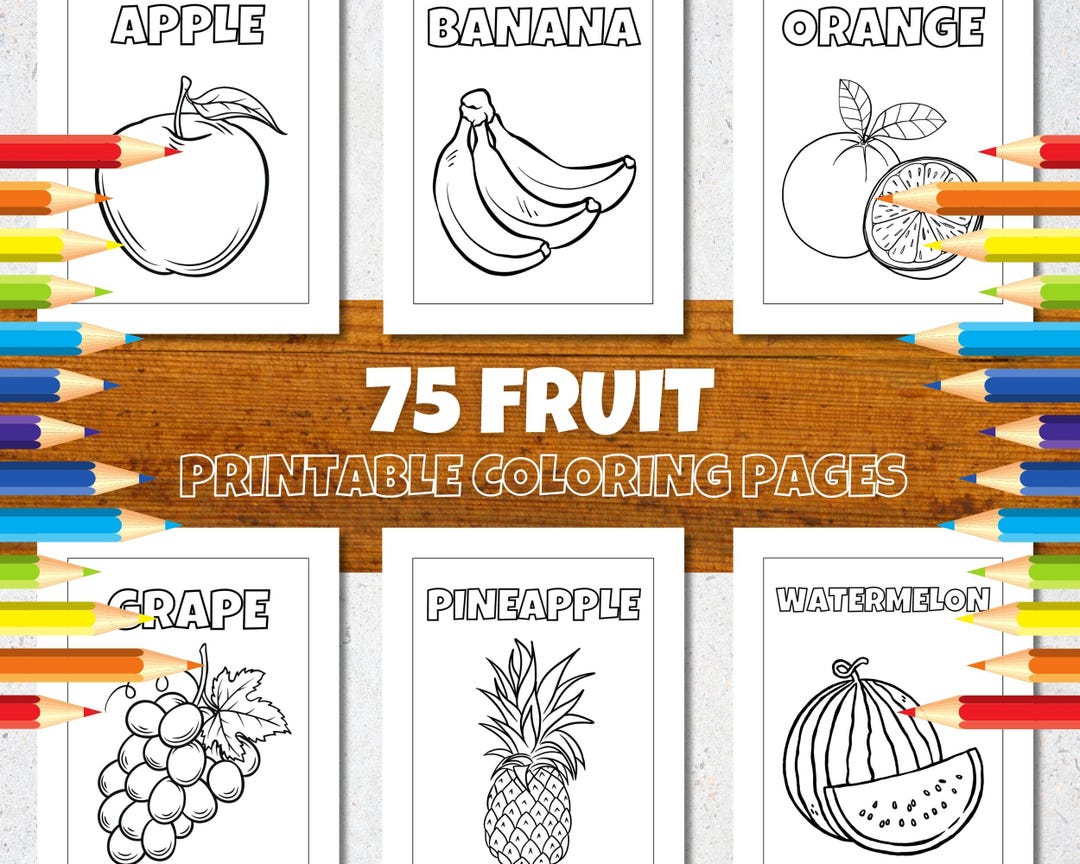 75 Fruit Vocabulary Words Printable Coloring Pages for Kids, Toddlers ...