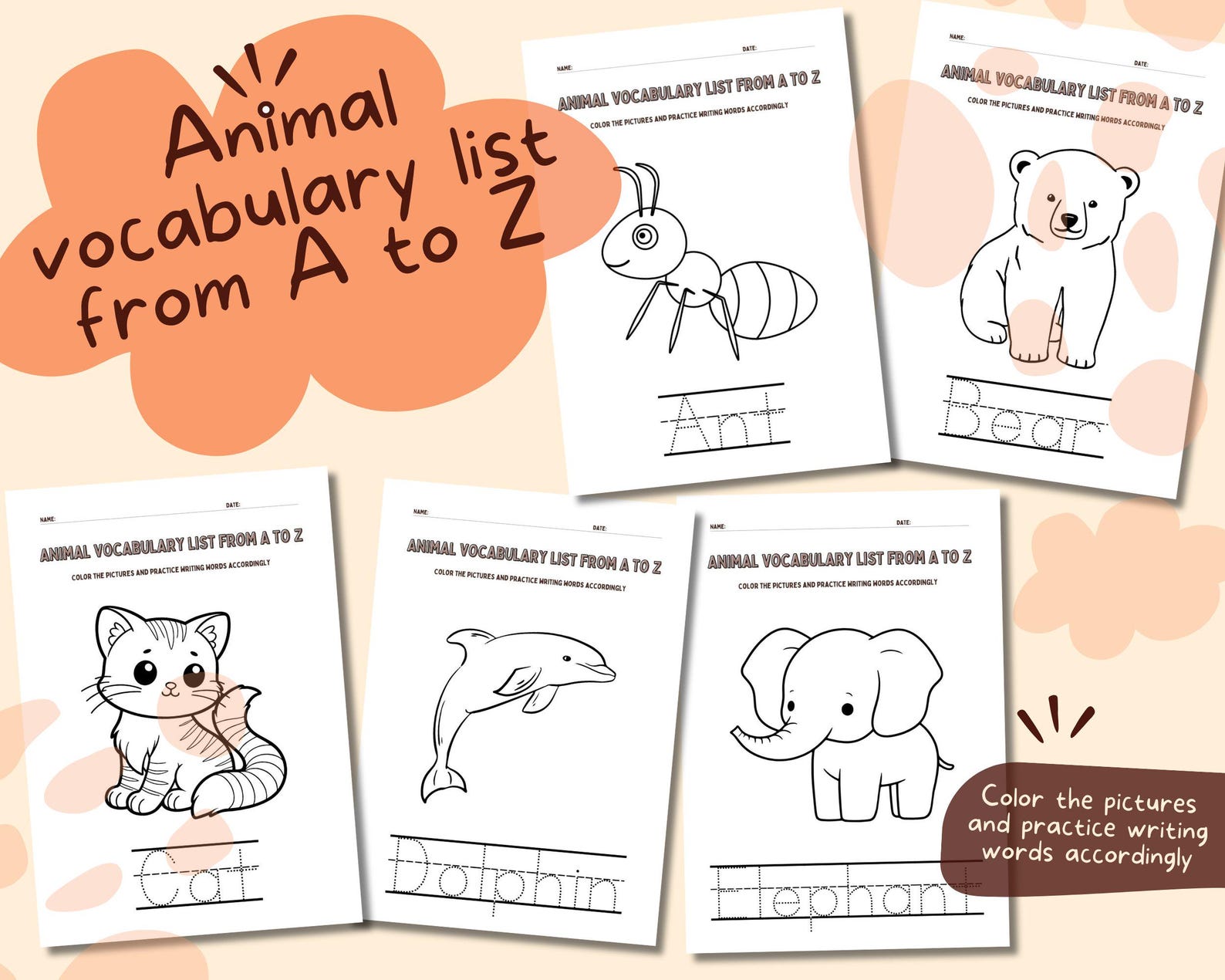 Animal Vocabulary List From A to Z - Etsy