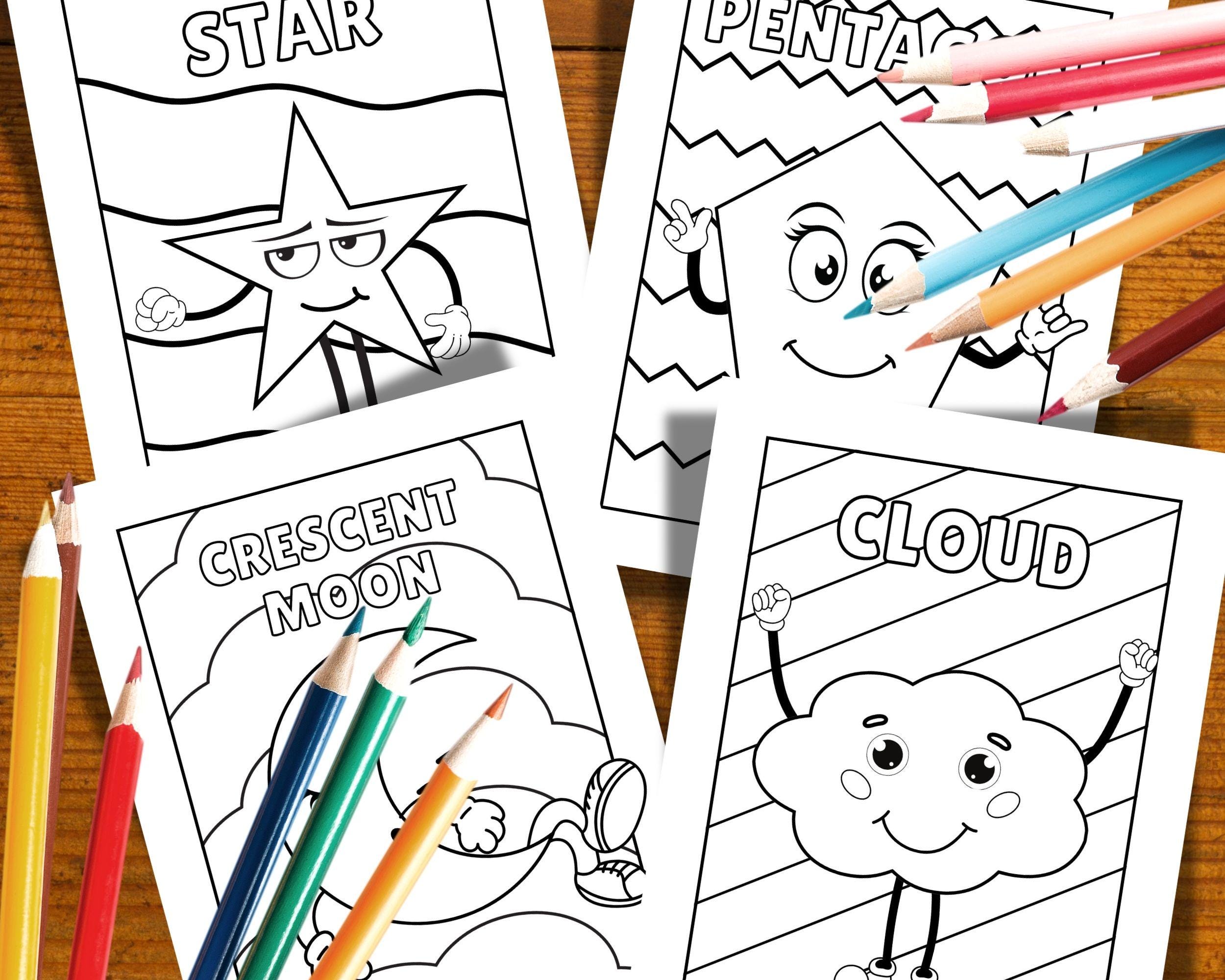 20 Shapes Vocabulary Words Printable Coloring Pages for Kids, Toddlers ...