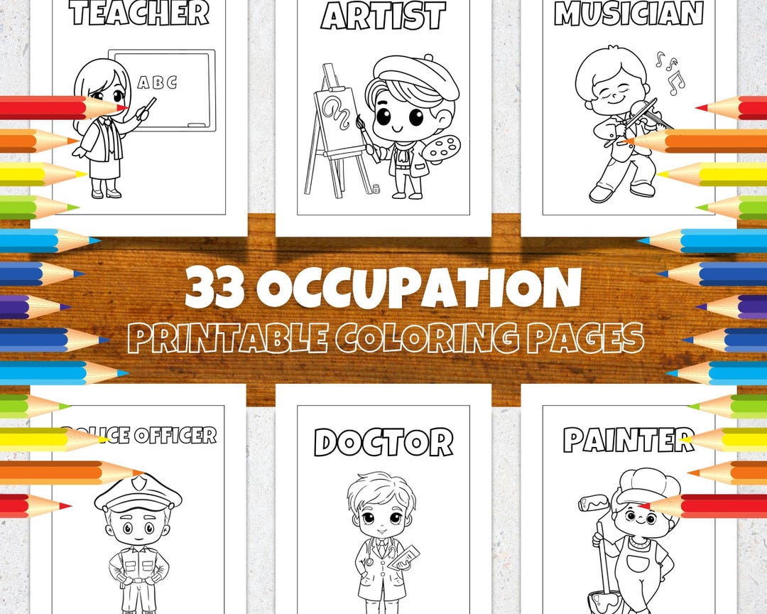 33 Occupation Vocabulary Words Printable Coloring Pages for Kids ...