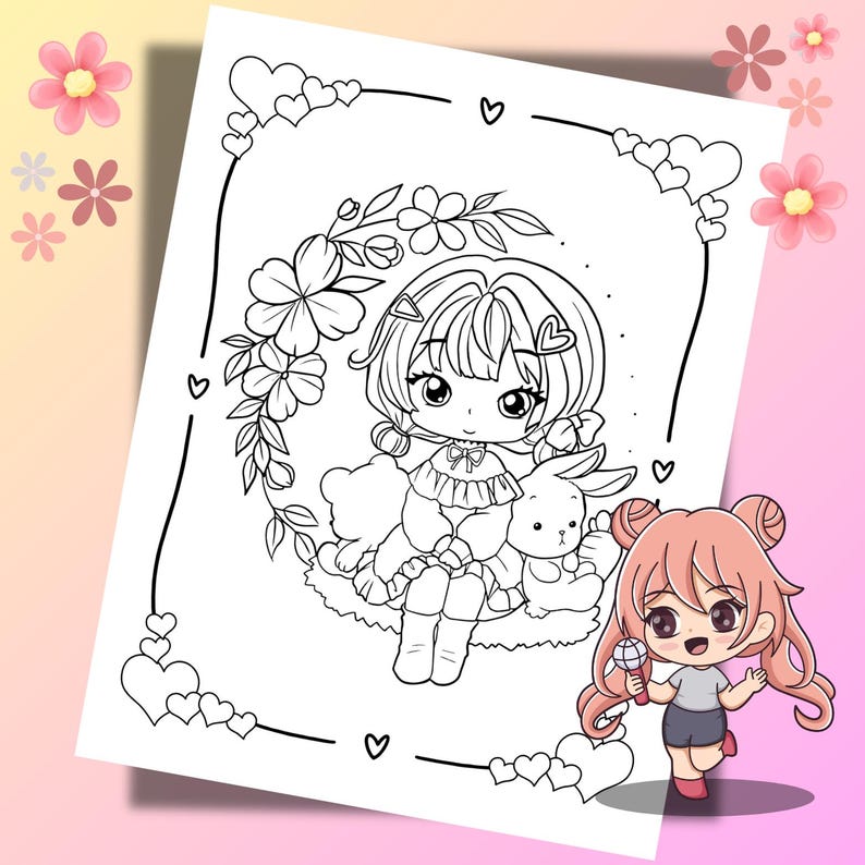 30 Cute Kawaii Girls Printable Coloring Pages for Kids, Toddlers ...