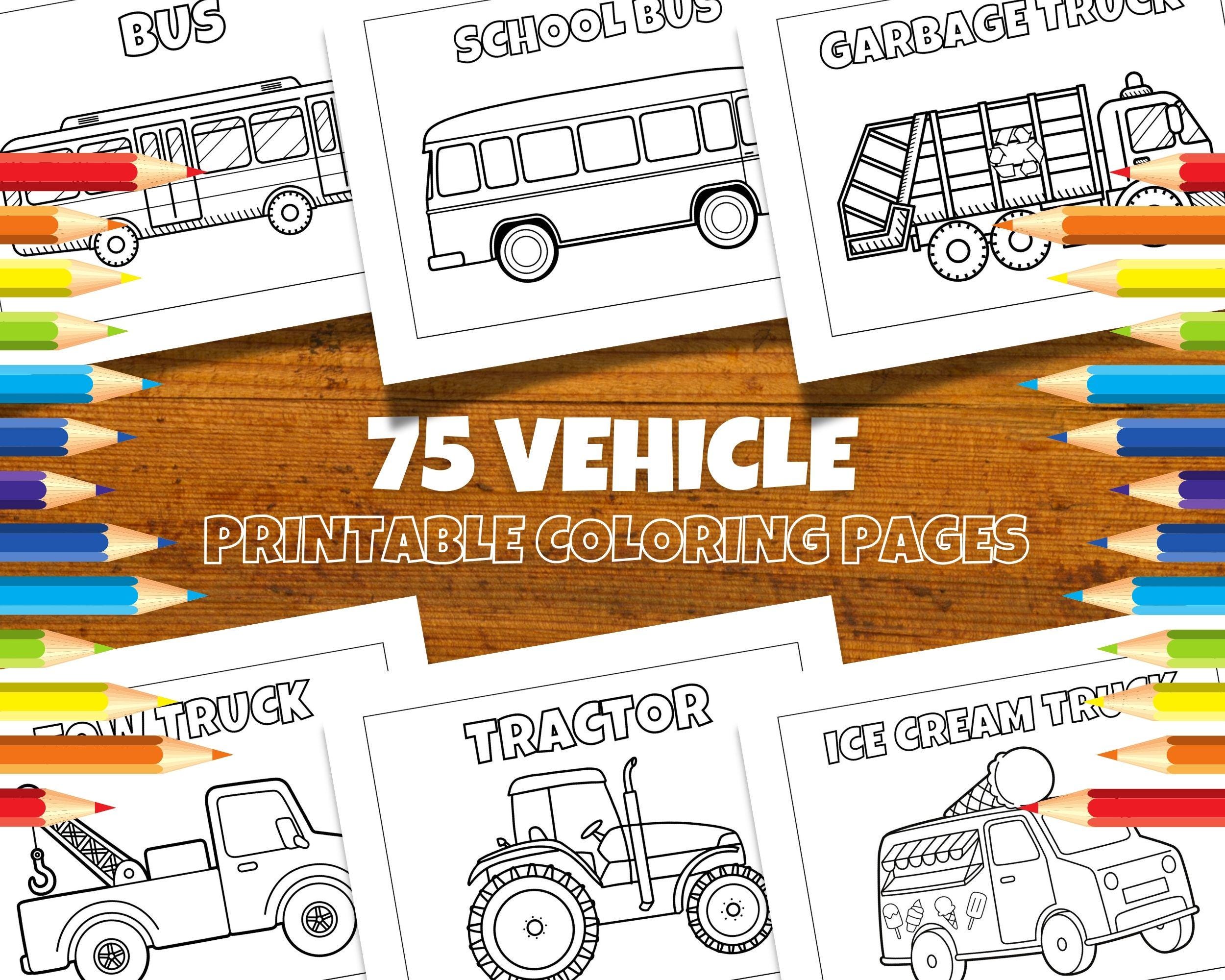75 Vehicle Vocabulary Words Printable Coloring Pages for Kids, Toddlers ...