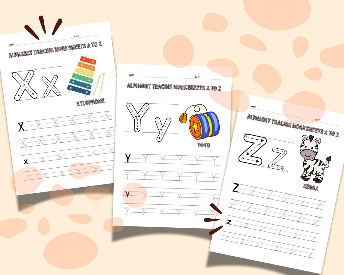 Alphabet Tracing Worksheets A to Z, Handwriting Practice Sheets for ...