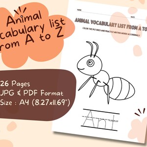 Animal Vocabulary List From A to Z - Etsy