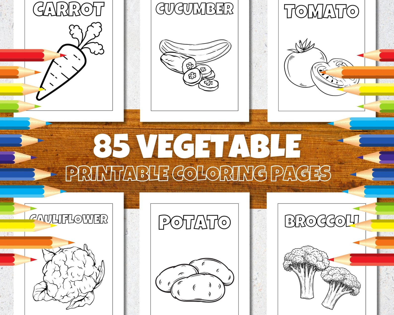 85 Vegetable Vocabulary Words Printable Coloring Pages for Kids ...