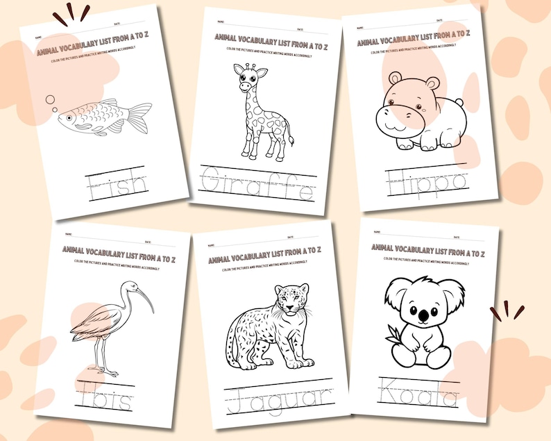 Animal Vocabulary List From A to Z - Etsy