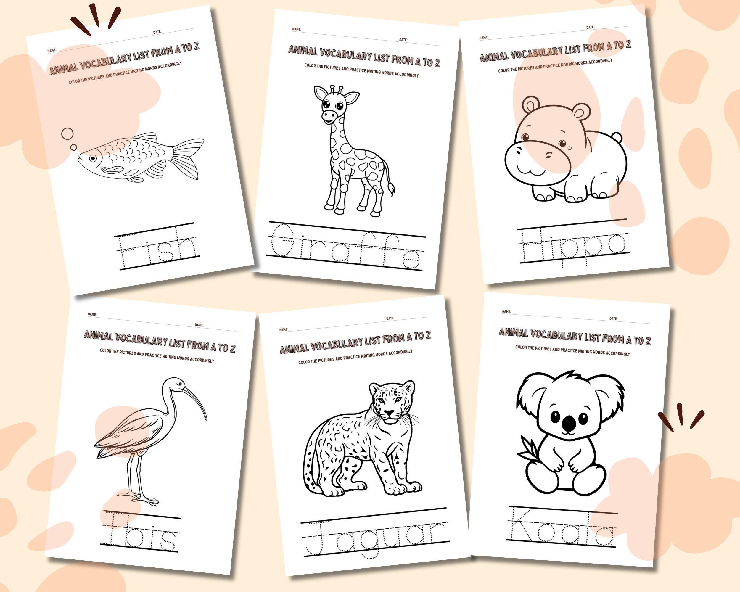 Animal Vocabulary List From A to Z - Etsy