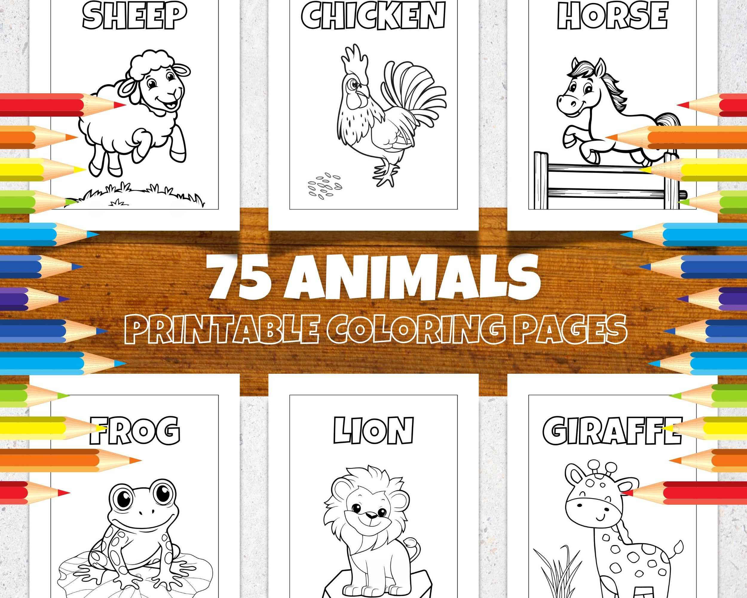75 Animals Vocabulary Words Printable Coloring Pages for Kids, Toddlers ...