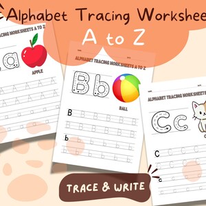 Alphabet Tracing Worksheets A to Z, Handwriting Practice Sheets for ...