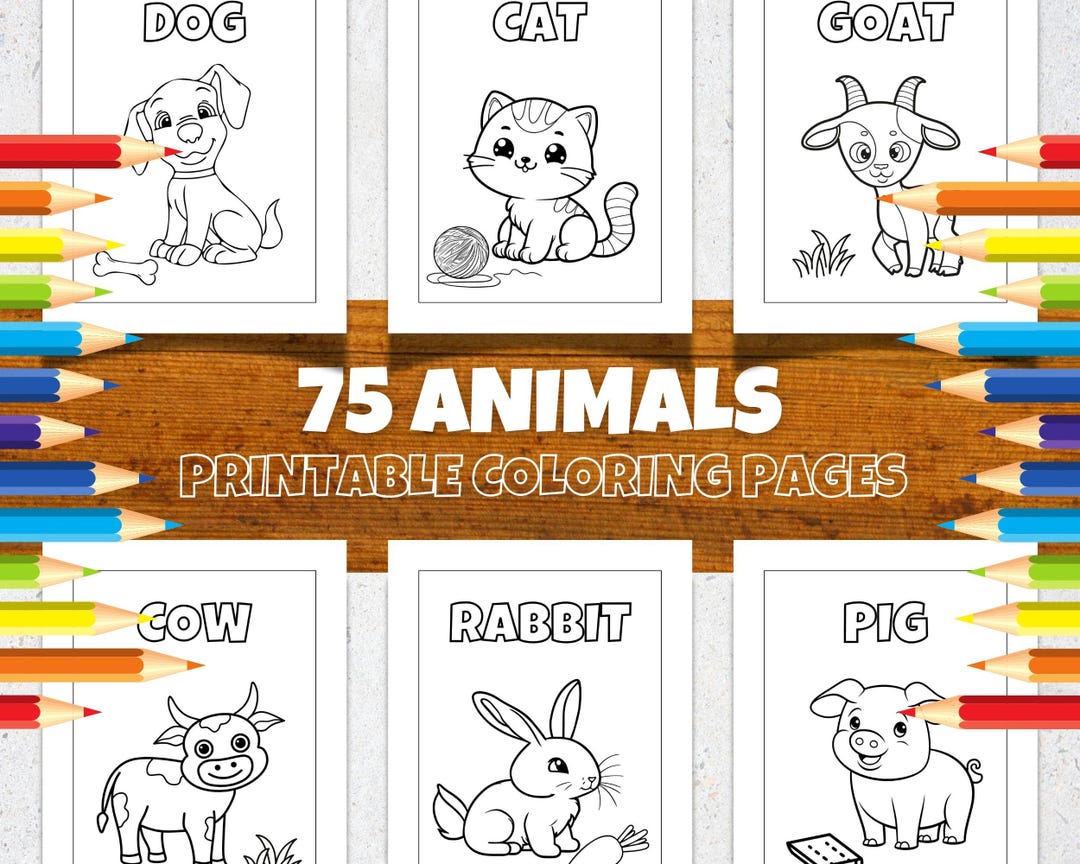 75 Animals Vocabulary Words Printable Coloring Pages for Kids, Toddlers ...