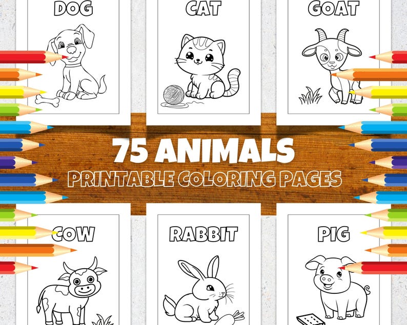 75 Animals Vocabulary Words Printable Coloring Pages for Kids, Toddlers ...