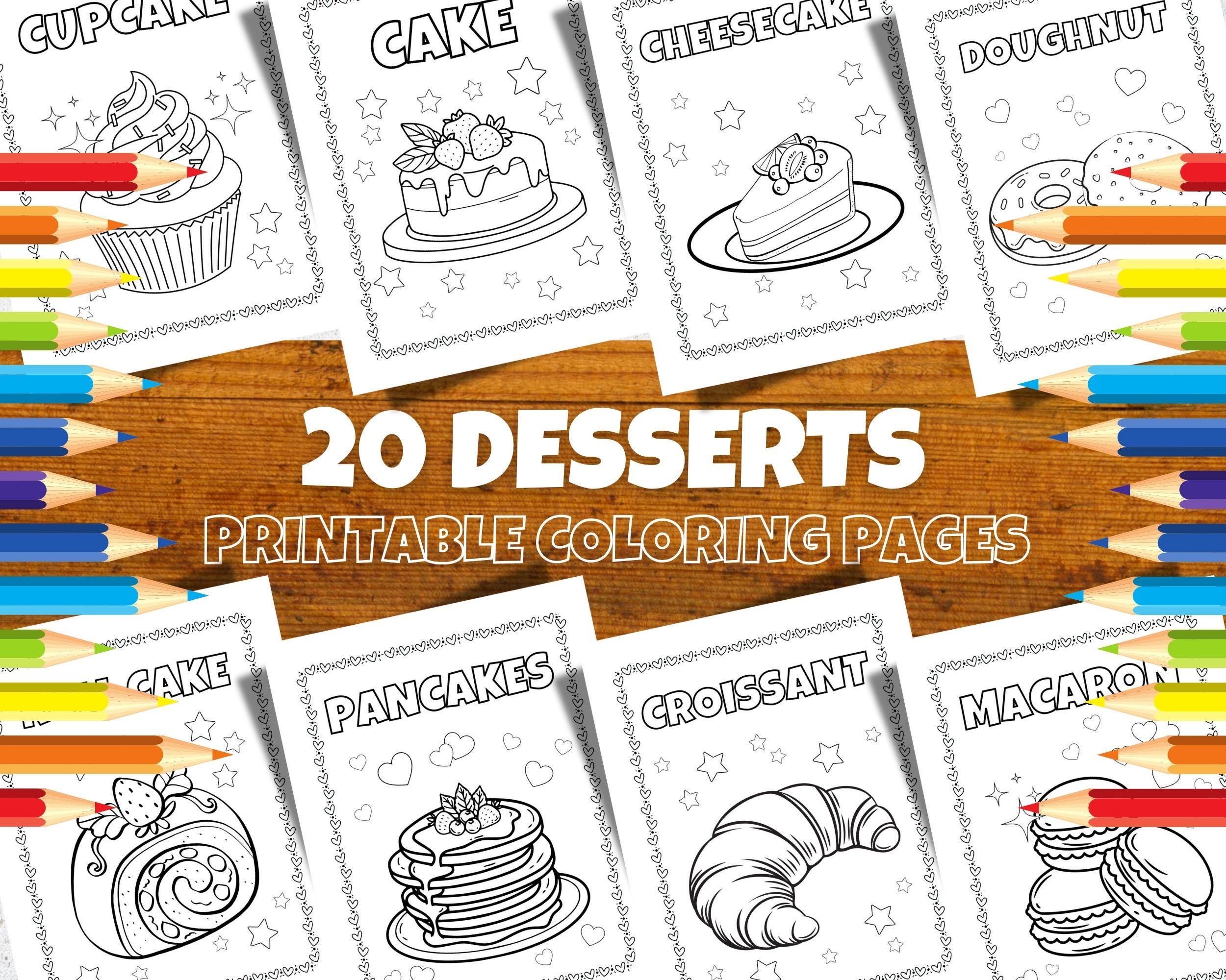 20 Desserts Vocabulary Words Printable Coloring Pages for Kids ...