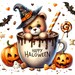 Cute Halloween Teddy Bears in Cups, Watercolor Clipart Bundle, Mug ...