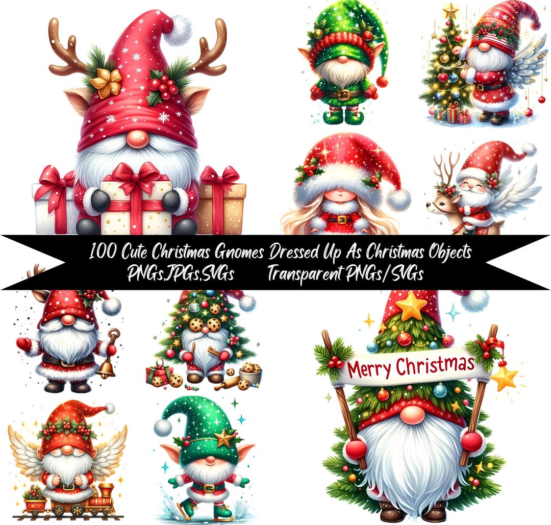 100 Cute Christmas Gnomes as Xmas Objects, Gnomes Creatures Mega ...