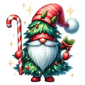 Cute Christmas Tree Gnomes, Gnomes Trees Clipart Bundle, Watercolor ...