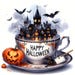 Scary Halloween Tea Cups, Watercolor Clipart Bundle, Cute the Mug ...