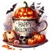 Scary Halloween Tea Cups, Watercolor Clipart Bundle, Cute the Mug ...