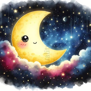 Cute Rocket Space Clipart Bundle, Watercolor Boy Astronaut Images, Moon ...