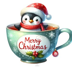 Cozy Christmas Tea Cups, Watercolor Clipart Bundle, Digital Mug ...