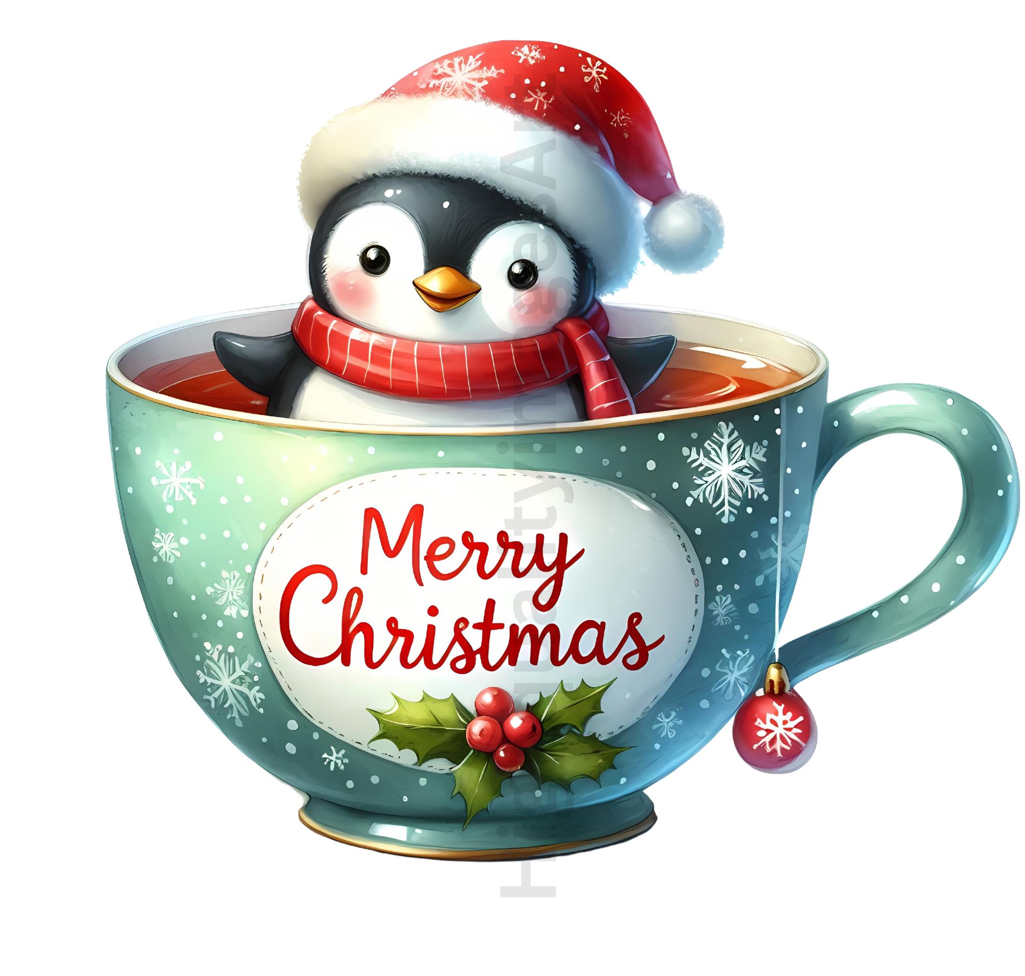 Cozy Christmas Tea Cups, Watercolor Clipart Bundle, Digital Mug ...