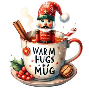 Cozy Christmas Tea Cups, Watercolor Clipart Bundle, Digital Mug ...