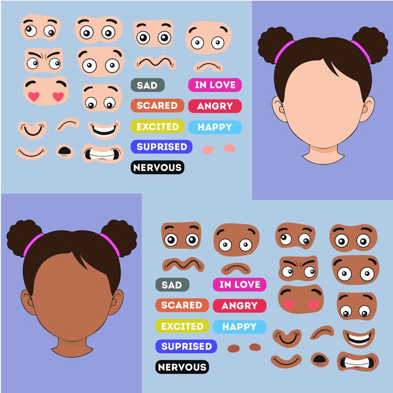 Emotions Activity for Kids Girl Version Printable Toddler Feeling Chart ...