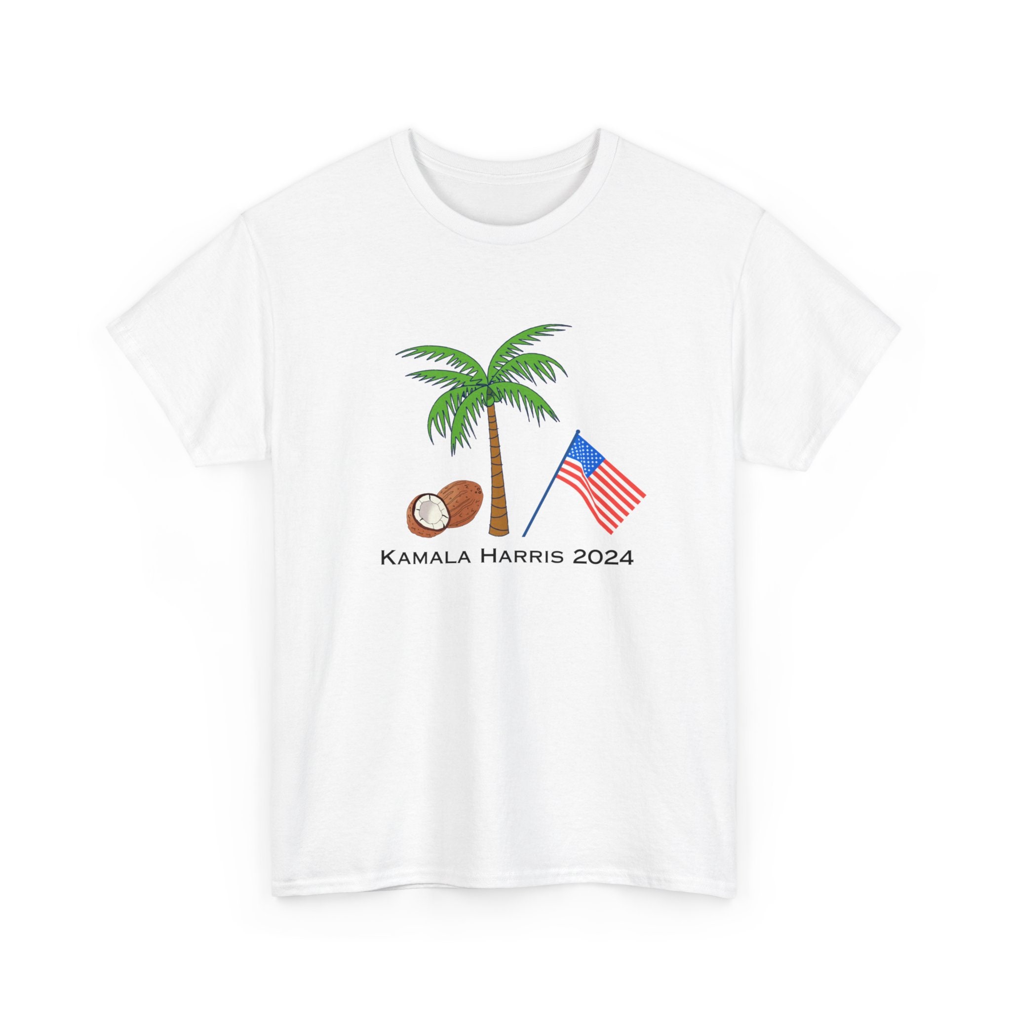 Kamala Harris 2024 Coconut Tree Flag Unisex Heavy Cotton Tee - Etsy