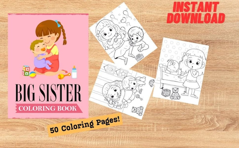 Big Sister Coloring Pages - Etsy