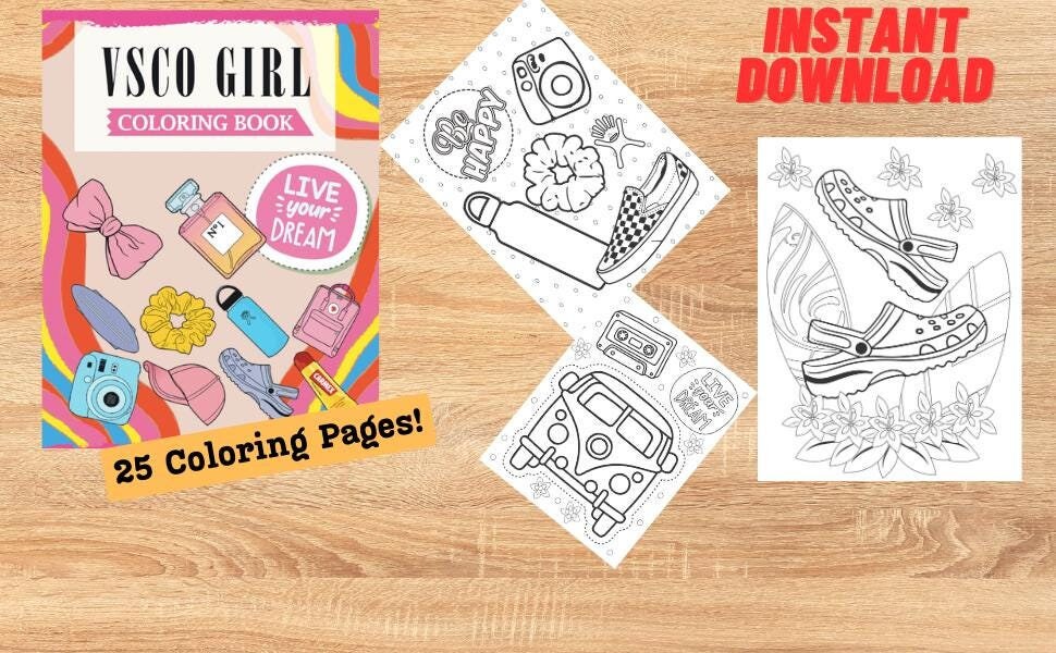 VSCO Girl Coloring Pages - Etsy