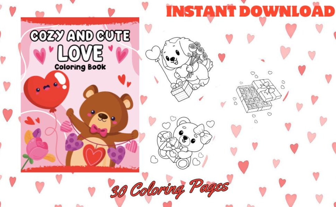Valentine's Day Coloring Pages | 30 Love Designs (digital Download) - Etsy