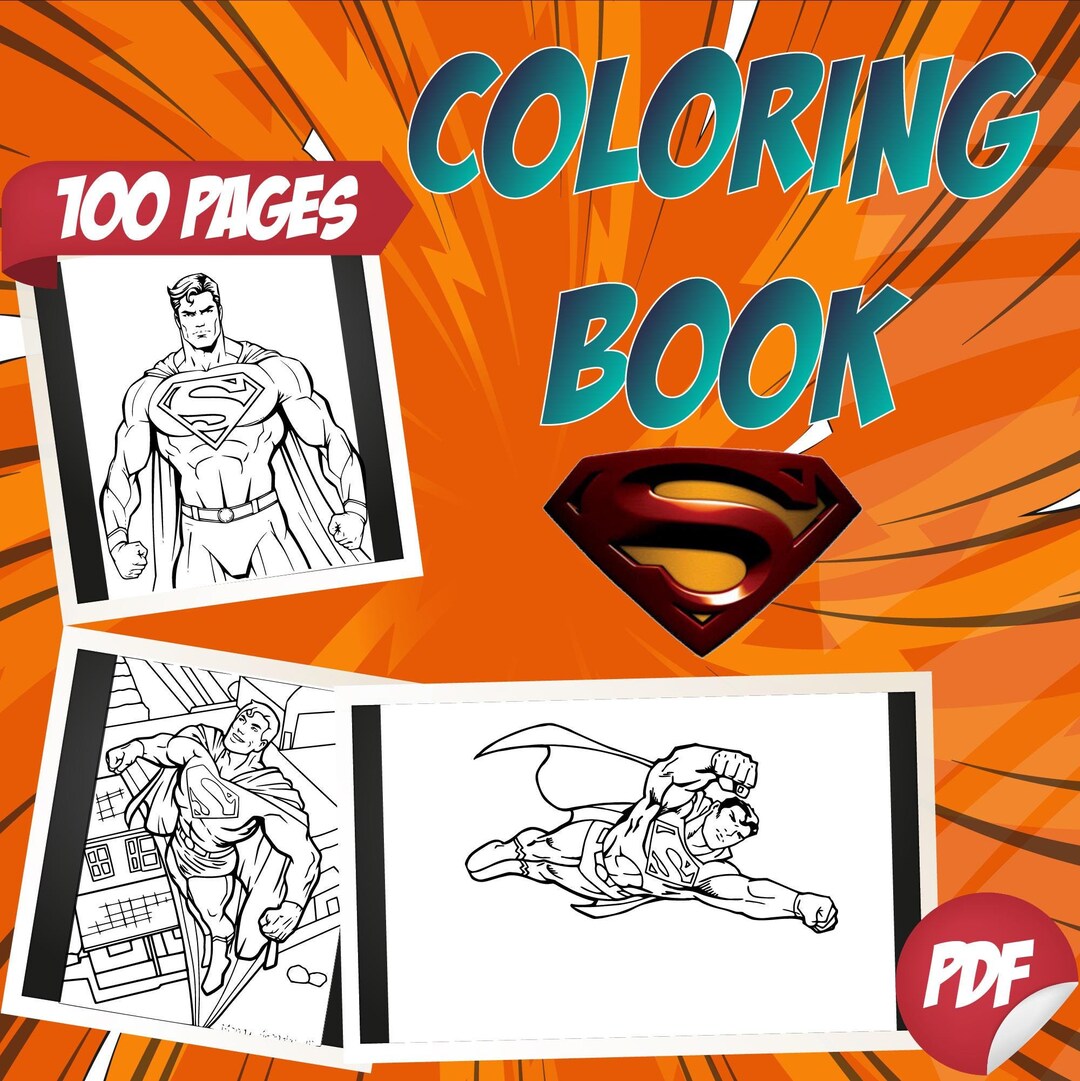 100 Superheroe Coloring Pages for Adults,superman Vintage Coloring Book ...