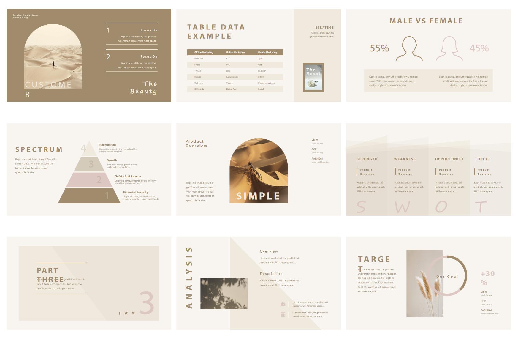 Modern Warm Color Business Powerpoint Template, PPT, S2-037 - Etsy