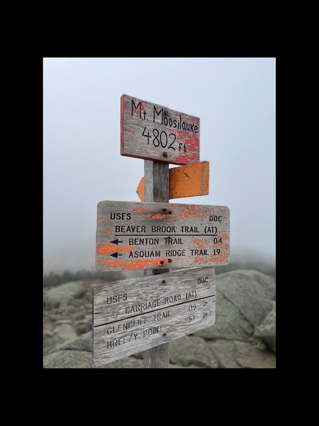 White Mountain Poster, Trail Sign Poster, Moosilauke Trail Sign Poster ...