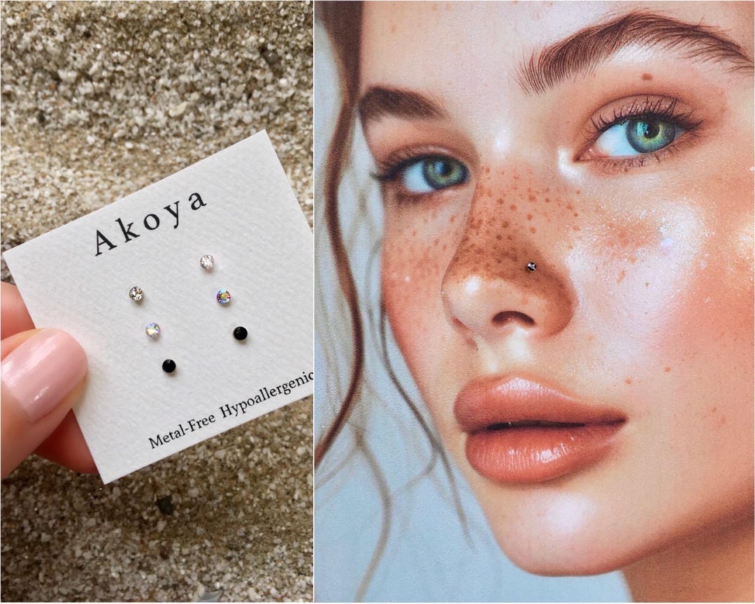 Hypoallergenic Crystal Nose Studs: Metal-free Plastic Post Nose Ring - Etsy