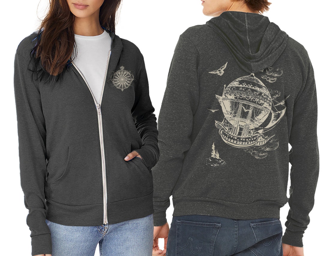 Vintage Airship Hoodie, Hot Air Balloon, Steampunk Hoodie, Graphic ...