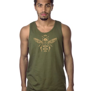 Men's Bee Tank Top, Queen Bee Screen Print, Army Green Bee Tank Top ...